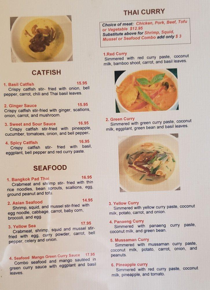 Menu at Thai Bistro restaurant, Georgetown