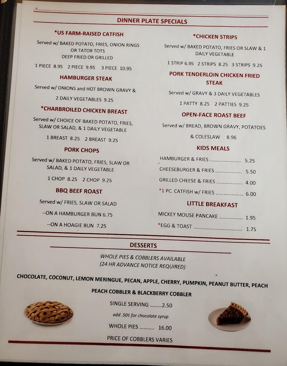Menu at Junction 166 Cafe, Pocahontas