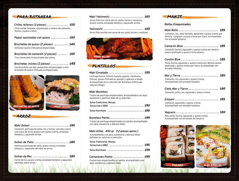 Carta del restaurante Maki sushi & Boneless, Hermosillo