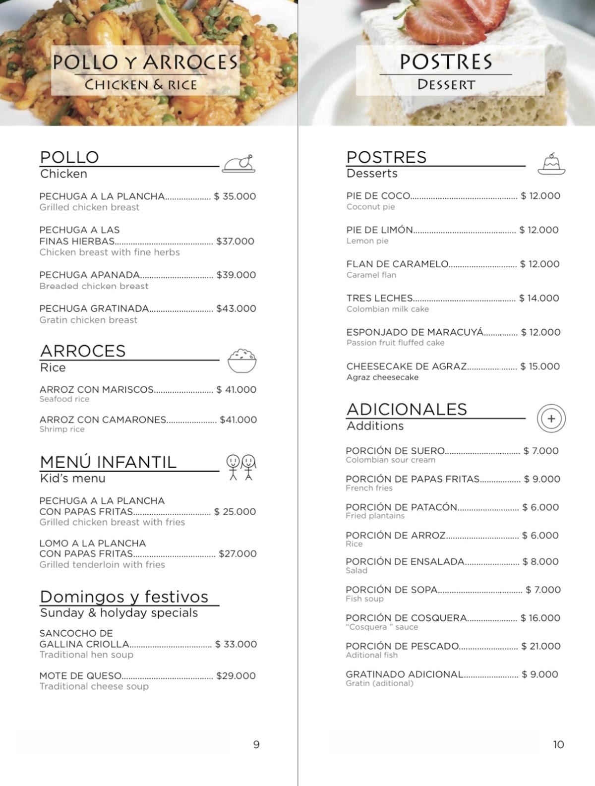 Carta de Restaurante La Casa de Socorro, Cartagena, Cl. 25 #8B-112