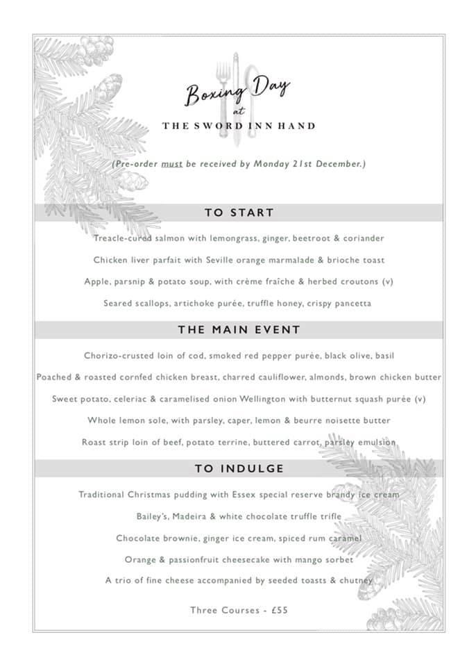 Menu at The Sword Inn Hand pub & bar, Buntingford