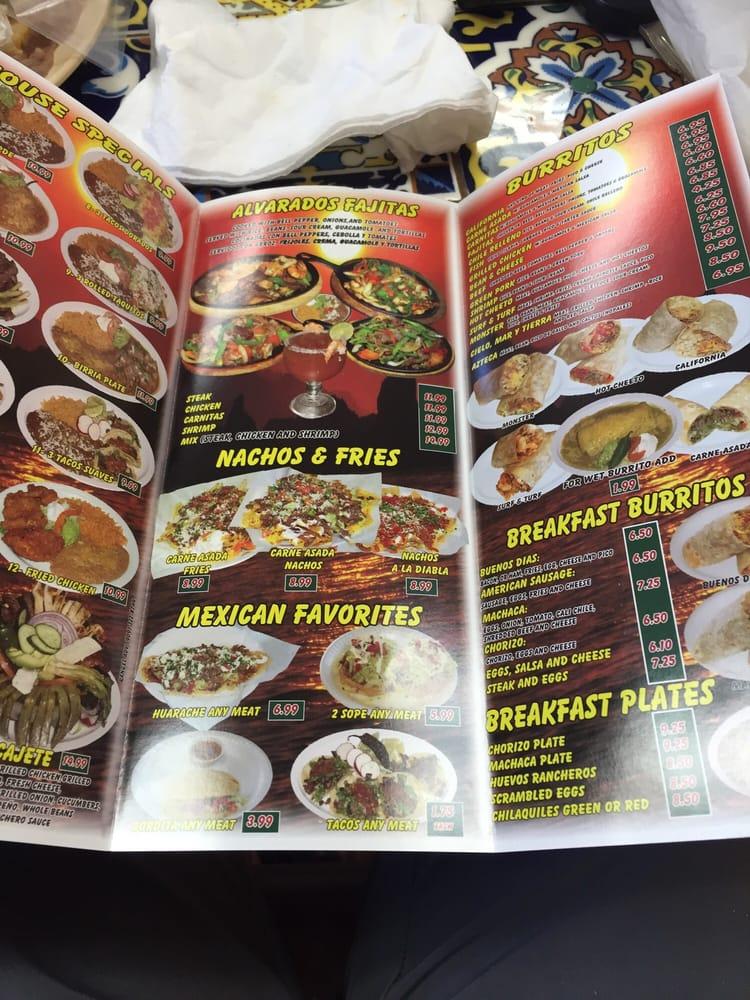 Menu at Alvarados Mexican and Seafood restaurant, Murrieta