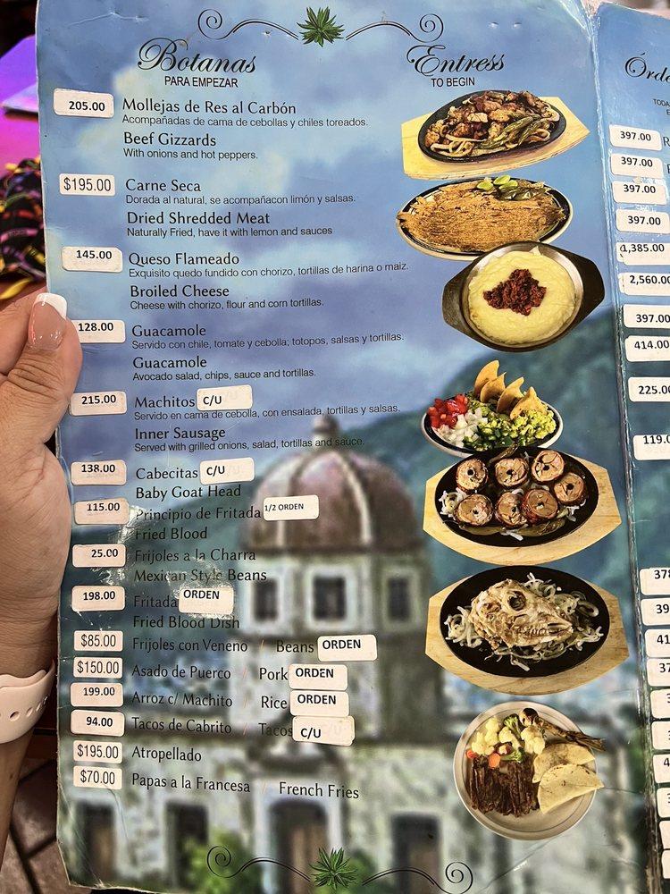 Menu at El Rey del Cabrito steakhouse, Monterrey, Constitución 817-Oriente