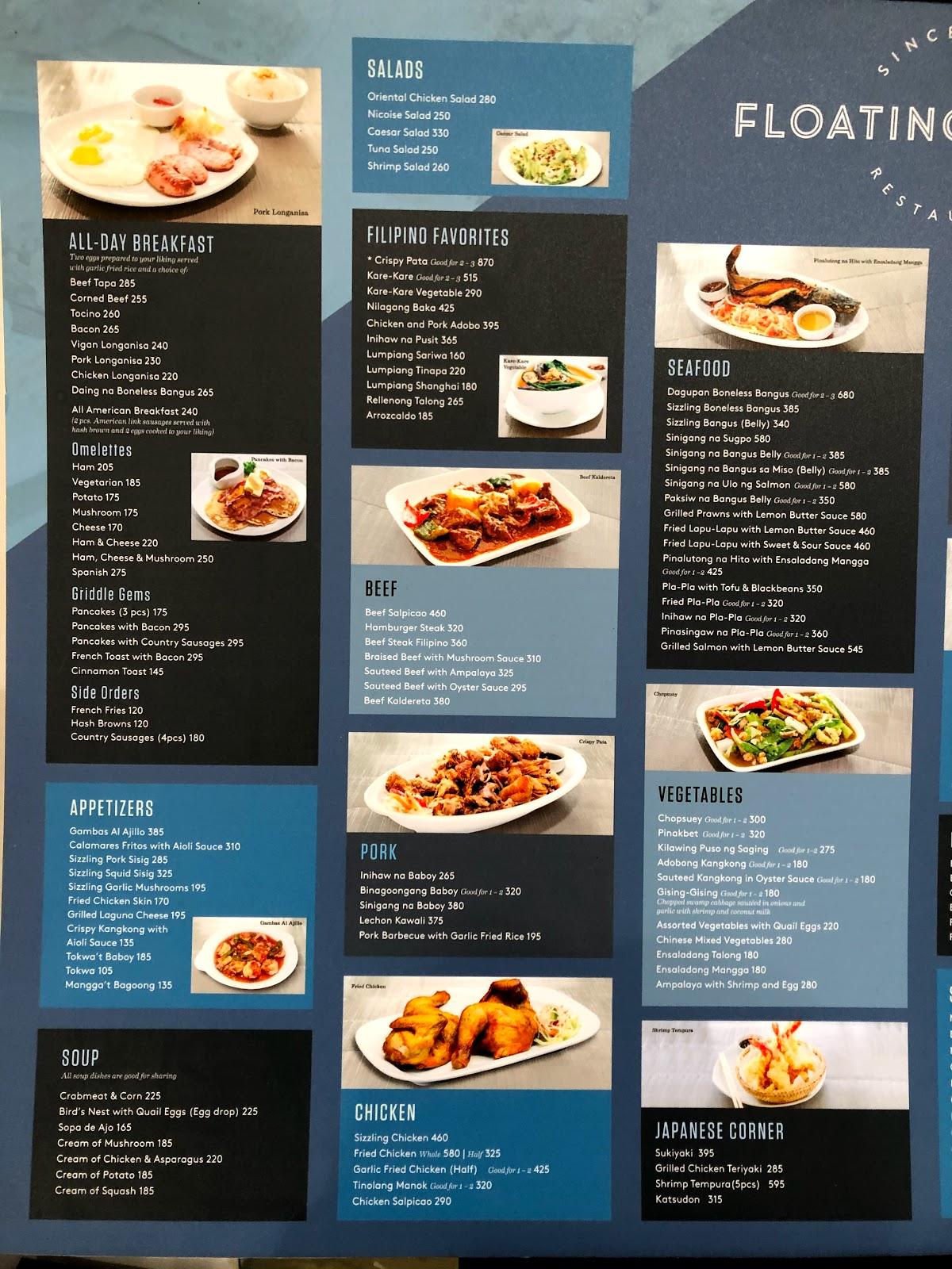Menu at Floating Island Restaurant, Makati, H257+PR7