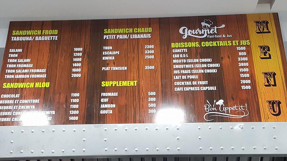 Menu at GOURMET Fast FooD & Jus, Kelibia