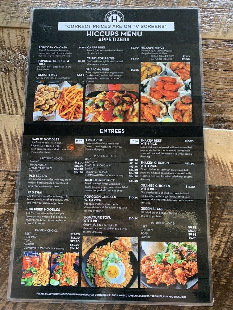 Carta del restaurante Hiccups, Gardena
