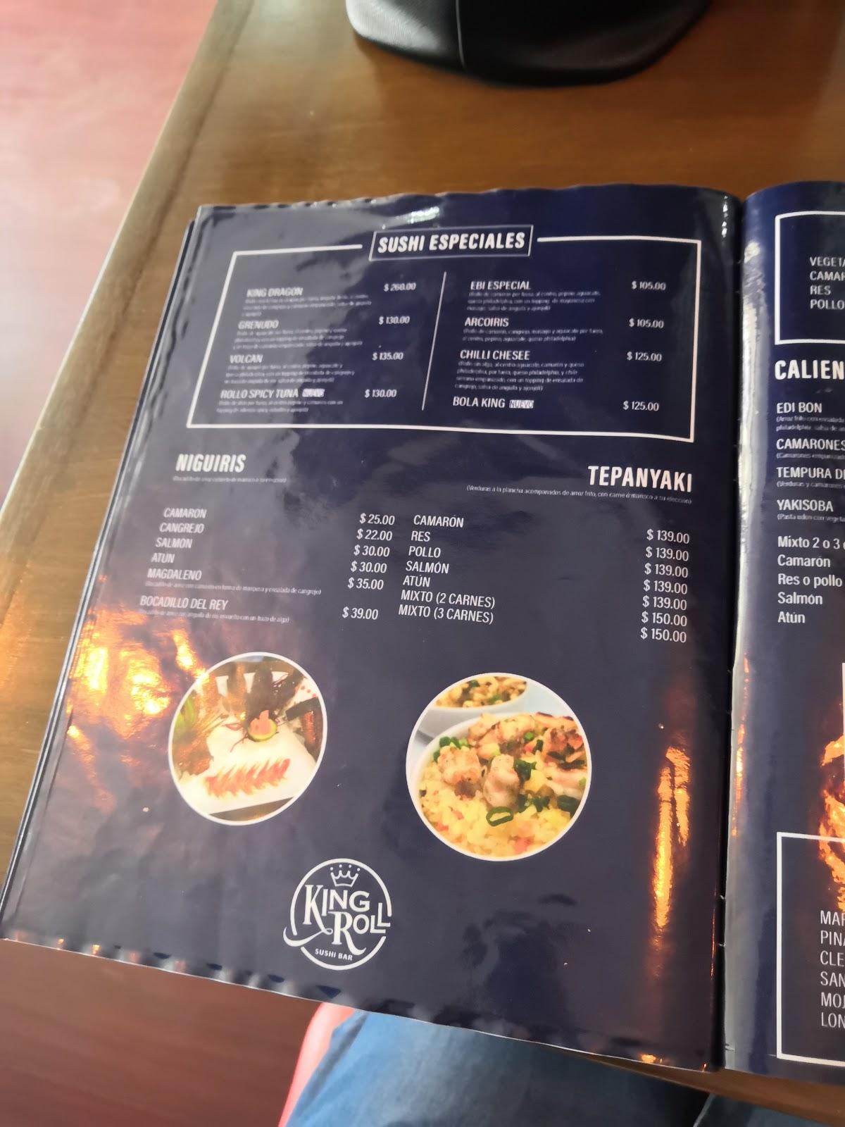 Carta del restaurante King Roll, Lázaro Cárdenas