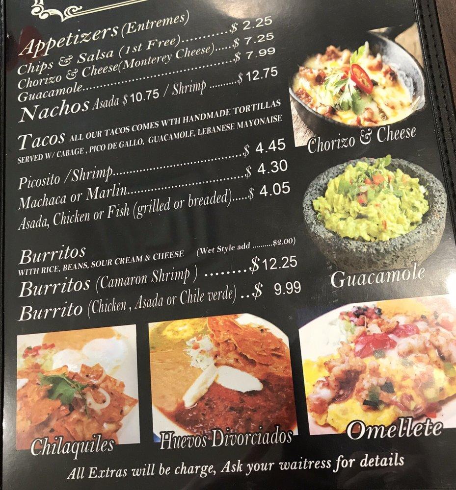 Menu at Mariscos Del Pacifico restaurant, Riverside
