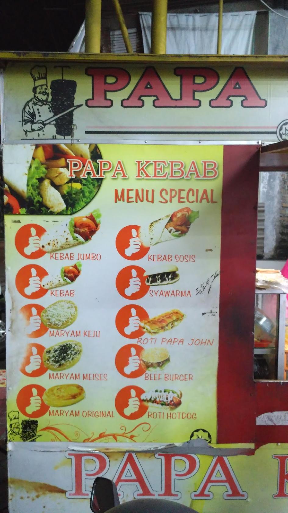 Carta de PAPA KEBAB, Grogol