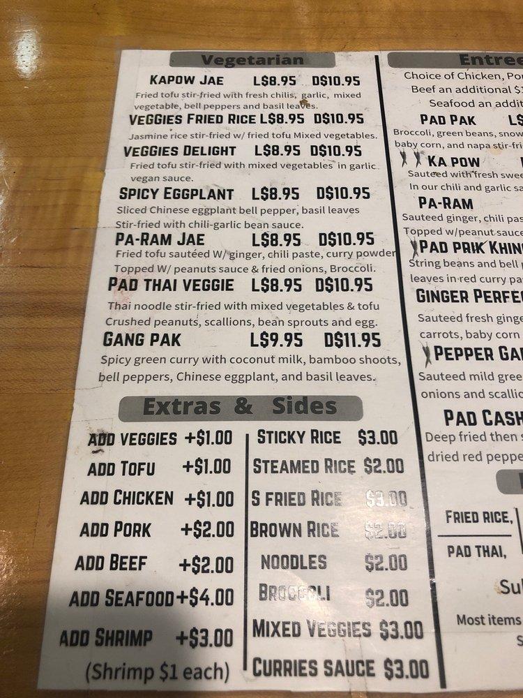 Menu at Pick Thai restaurant, Crofton