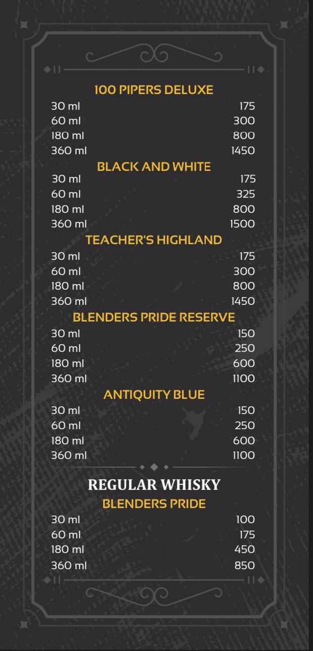 Menu at Ranchi Knight Riders (Bar & Restaurant), Ranchi