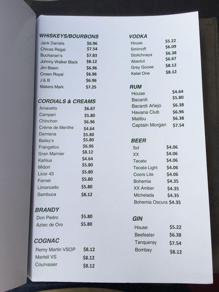 Menu at Susanna's Restaurant, Rosarito