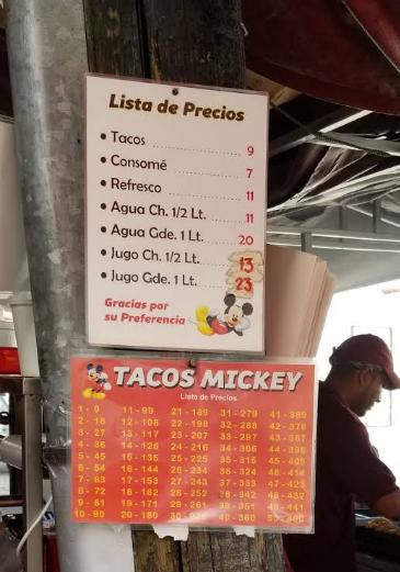 Carta de TACOS DE BARBACOA MICKEY, San Pedro Tlaquepaque