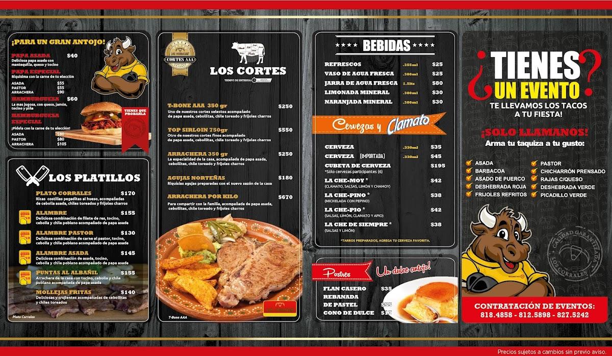 Carta del restaurante Tacos y Cortes Los Corrales Heroico, Durango, Av ...