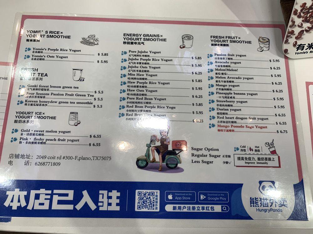 Menu at Yomie's Rice x Yogurt, Plano