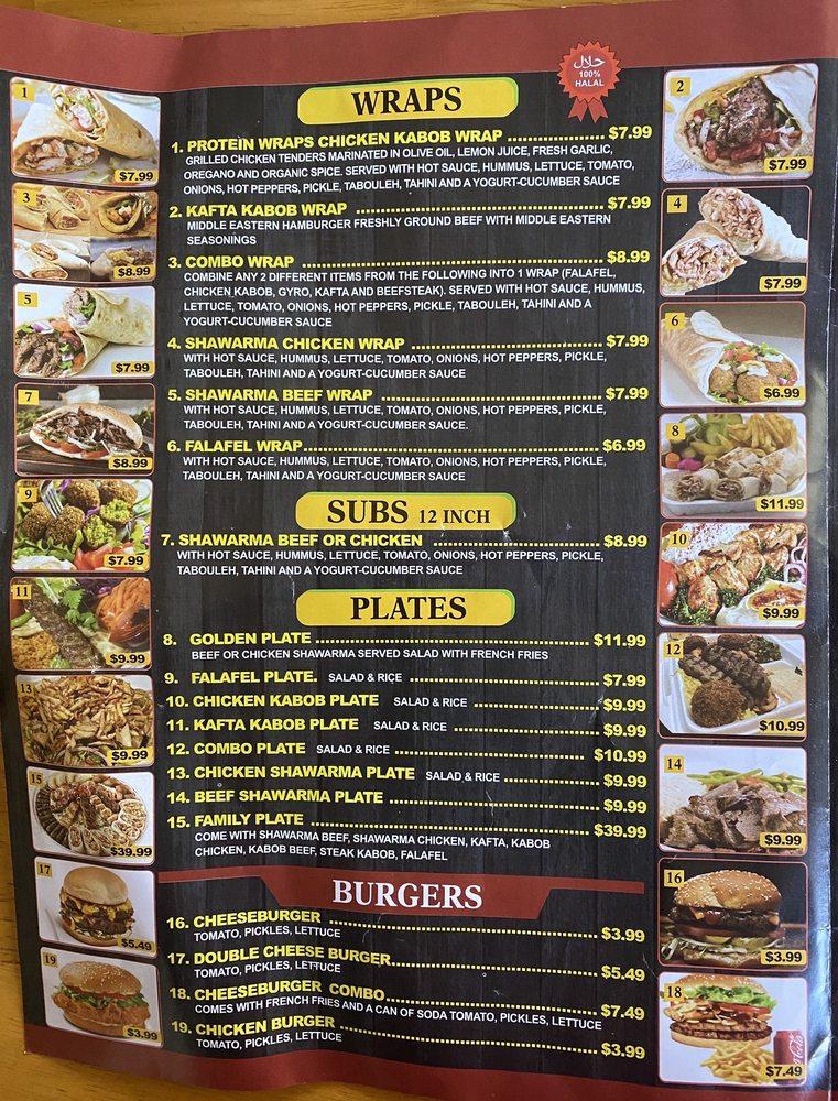 Menu at Golden Pockets restaurant, Worcester
