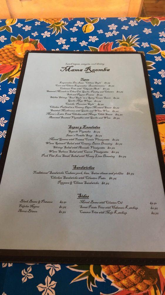 Menu at Mama Roomba pub & bar, Bakersfield