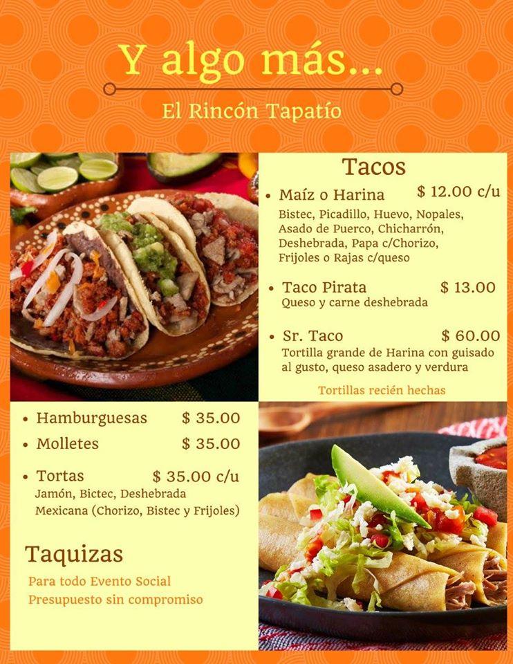 Menu at Rincon Tapatío restaurant, Valle Hermoso