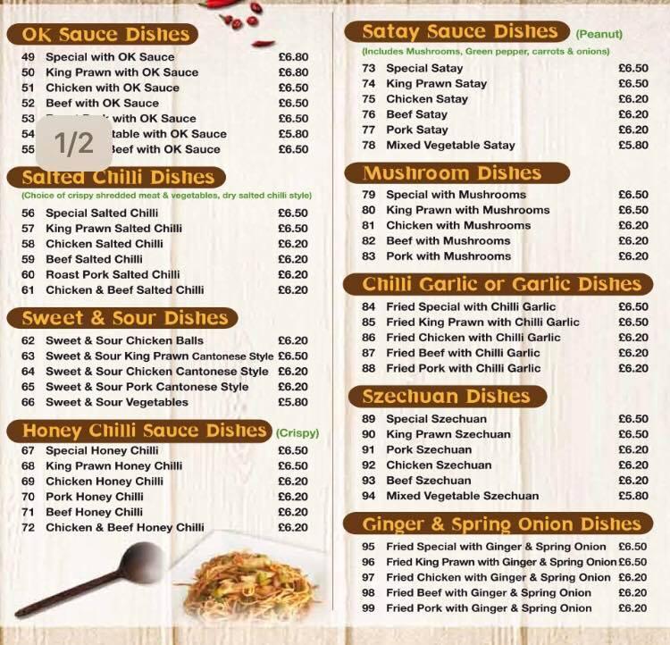 Menu at Golden Bamboo fast food, Richhill