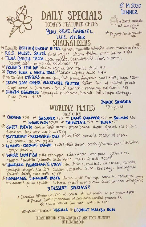 Menu at Maxi's Lineup pub & bar, Jupiter