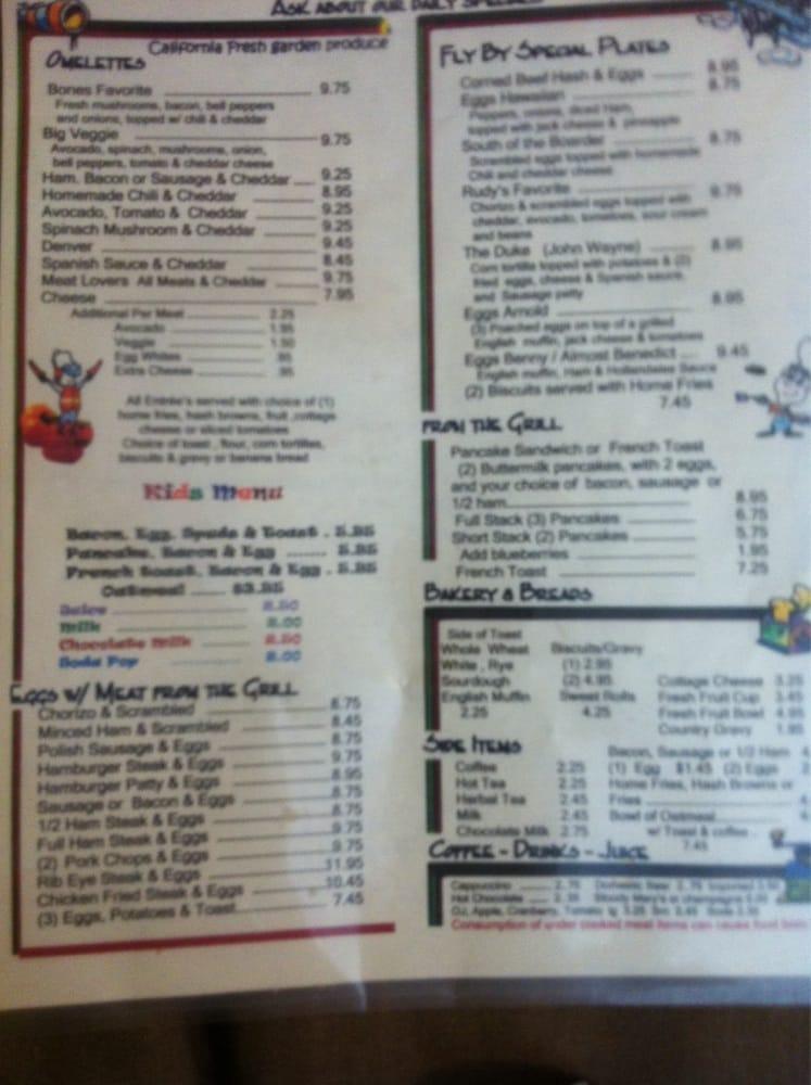 Menu at Mile High Cafe, Hesperia, Orange St