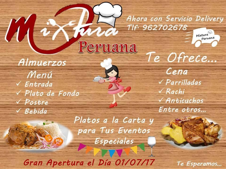 Menu at Mixtura Peruana restaurant, Trujillo