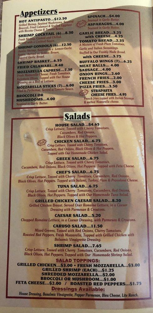 Menu at Strapasta pizzeria, Fallston