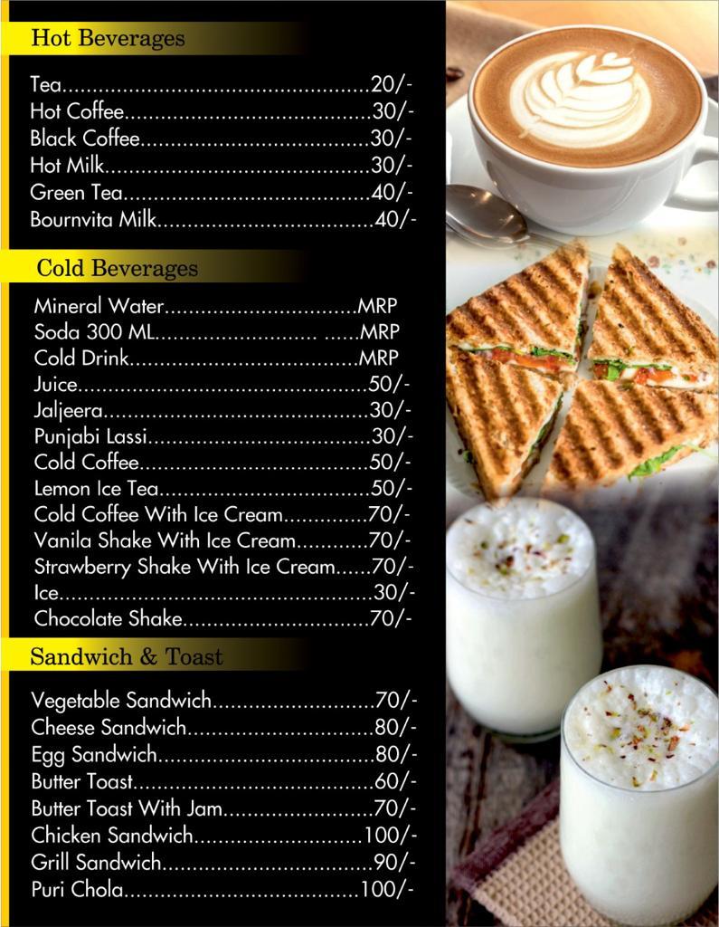 Menu at Taj Dhaba, Makhu