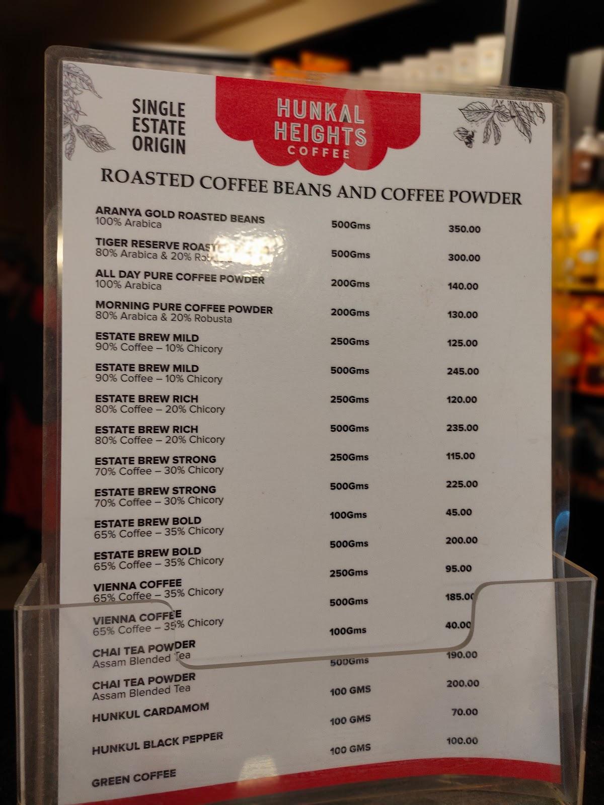 Menu at Bean Stop - Hunkal heights, Bengaluru