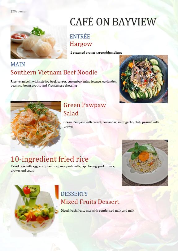 Menu at Cafe On Bayview, Runaway Bay
