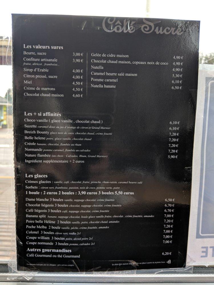 Menu au Côté Rue restaurant, Jullouville