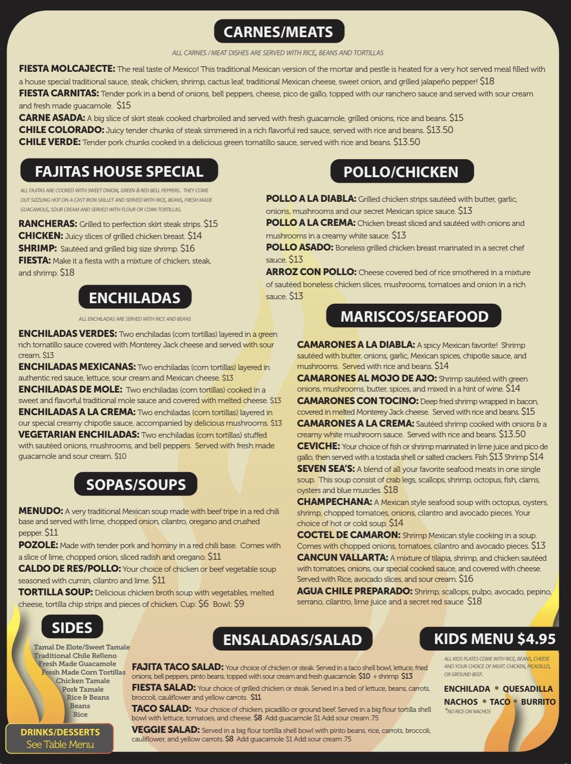 Menu at El Comal Taqueria and Grill (Phoenix Or) pub & bar, Phoenix