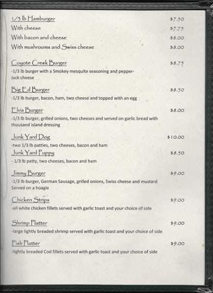 Menu at Elvis's Bar & Grill, Pendleton