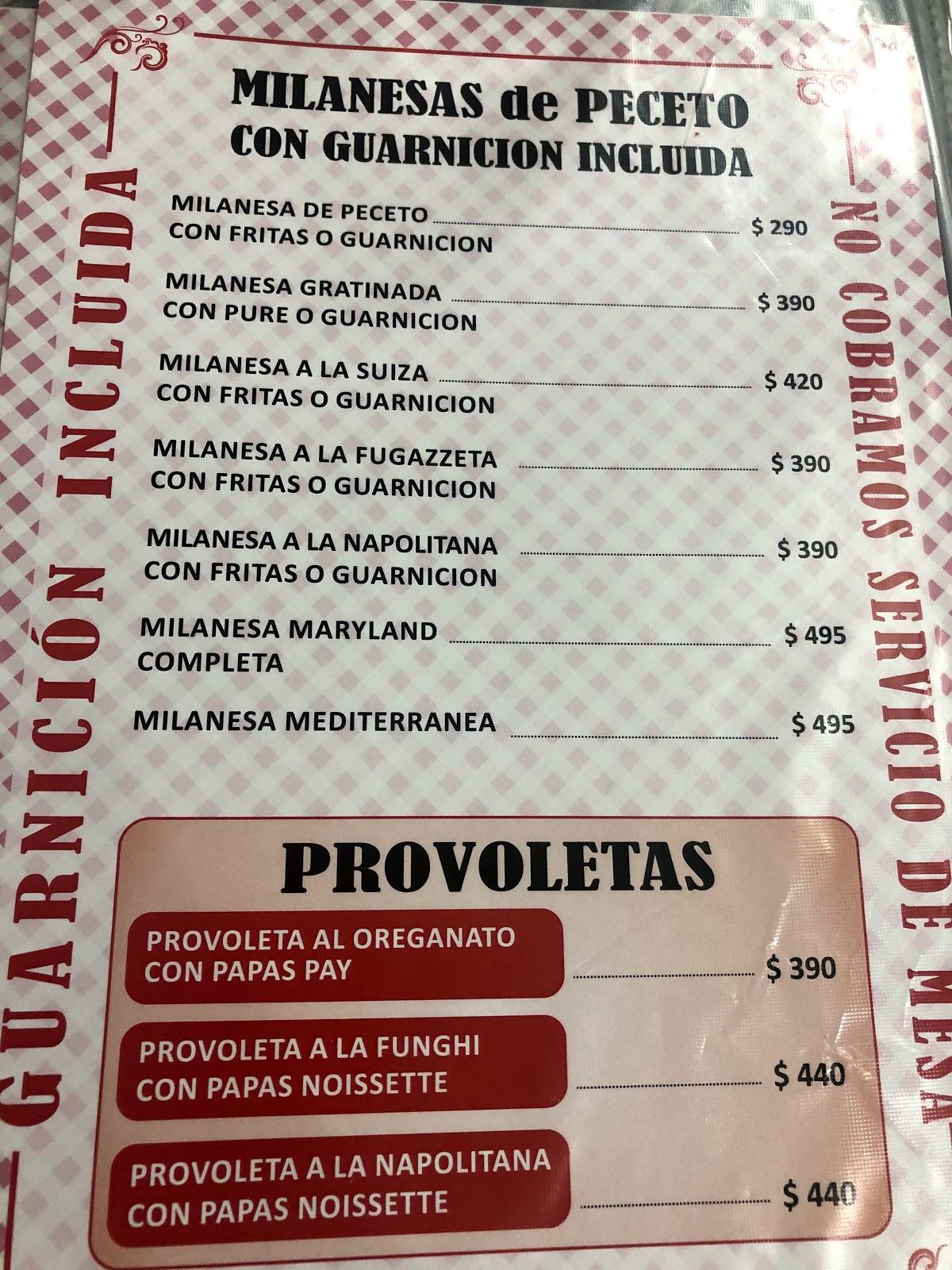 Carta del restaurante Mingo, Lomas del Zamora