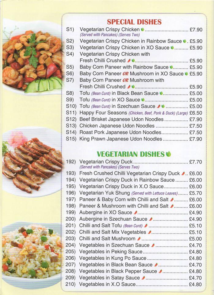 Menu at Rainbow Chinese Takeaway fast food, Market Harborough