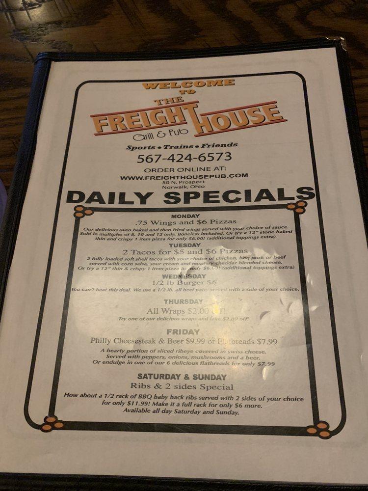 Menu at The Freight House Pub & Grill, Norwalk