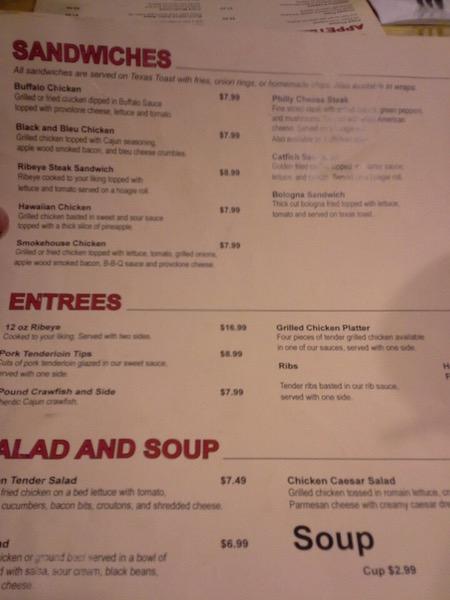 Menu at Arnold's Restaurant, Lumberton, N Roberts Ave