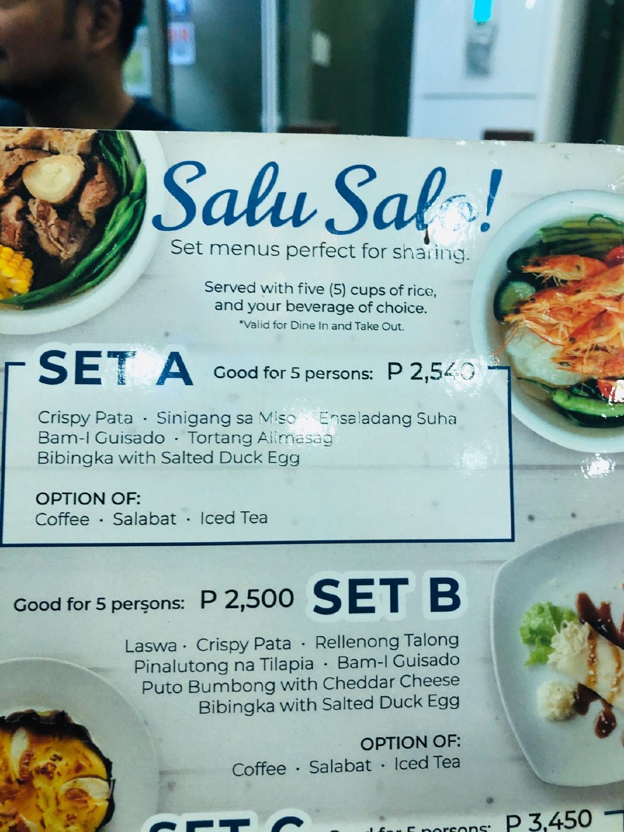 Menu at Via Mare Terraces restaurant, Quezon City, 53 Timog Ave