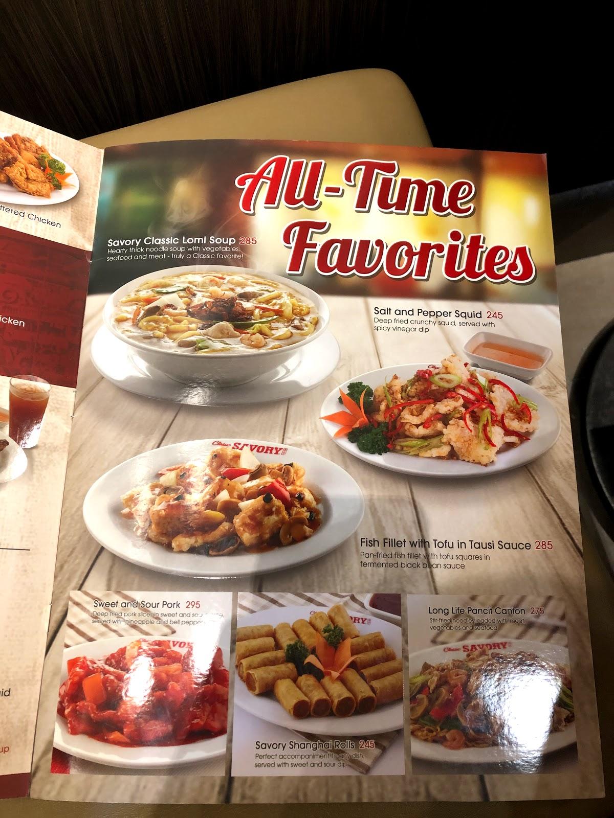 Menu at Classic Savory restaurant, Lipa