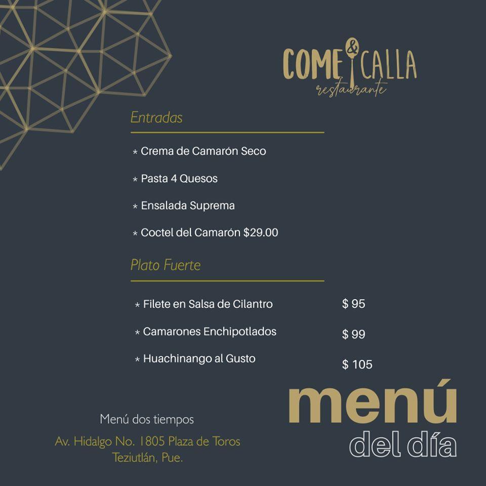 Carta del restaurante Come y cálla, Teziutlán, Hidalgo #1805