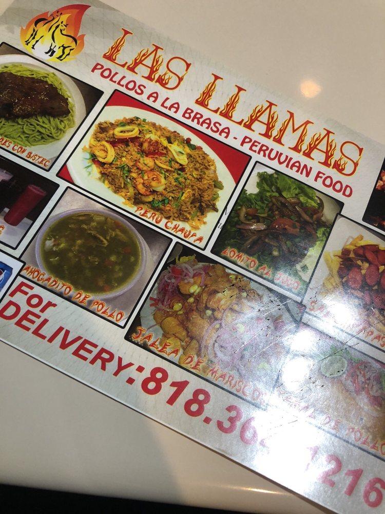 Menu at Las Llamas restaurant, San Fernando