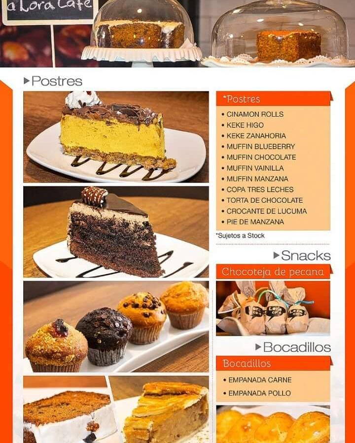 Menu at Lora café, Ica