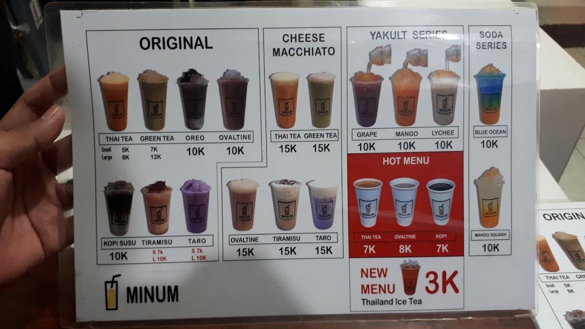 Menu at MINUM Sekaran restaurant, Semarang
