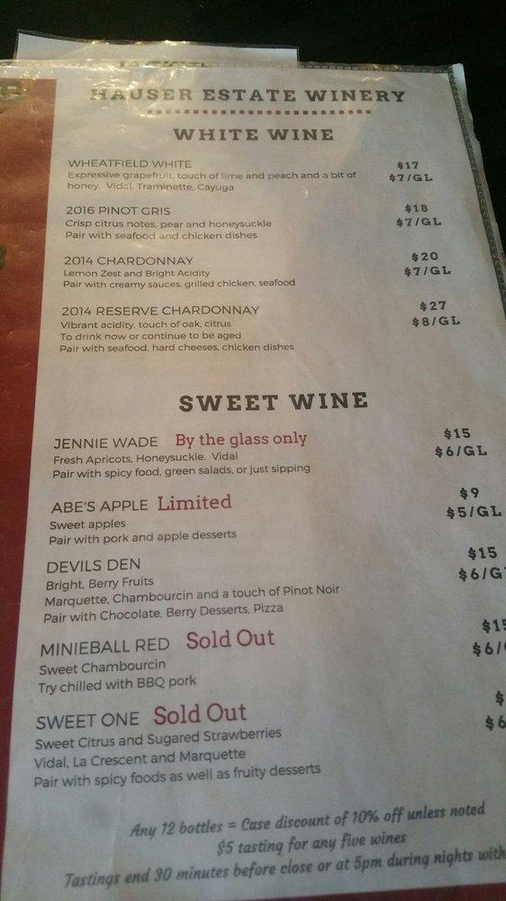 Menu at The Core Kitchen at Atomic Dog Cidery restaurant, Gettysburg