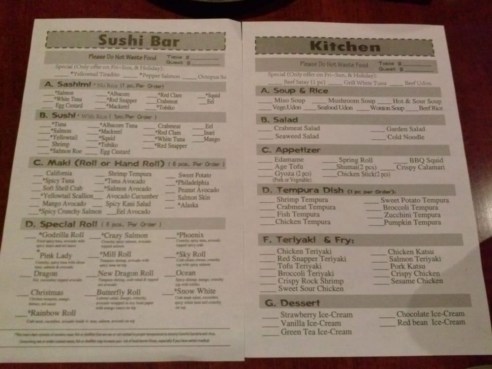 Menu at Sushi Castle restaurant, Eastchester