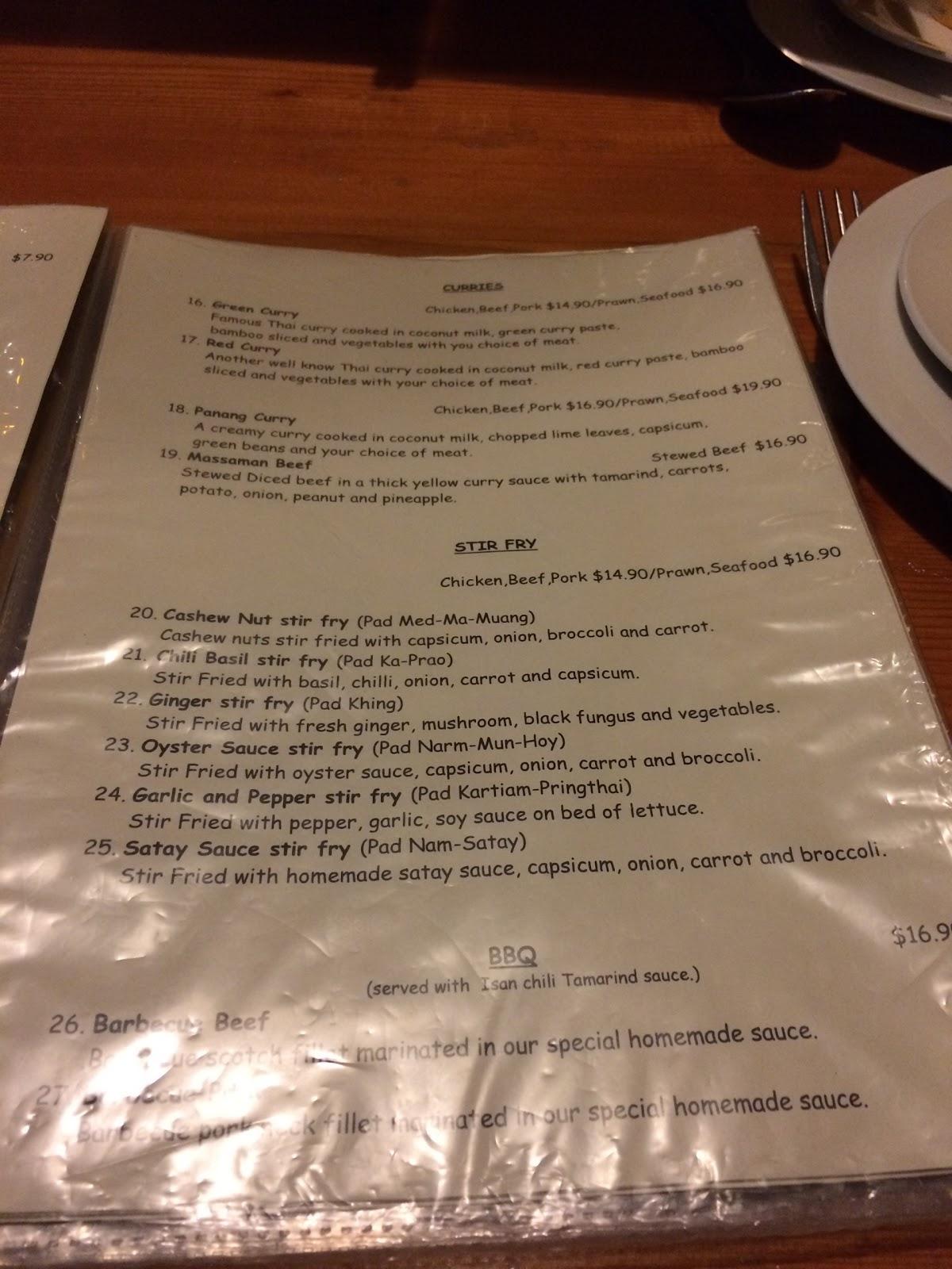 Menu at Thai Tiki Hut restaurant, Northcote, 571 High St