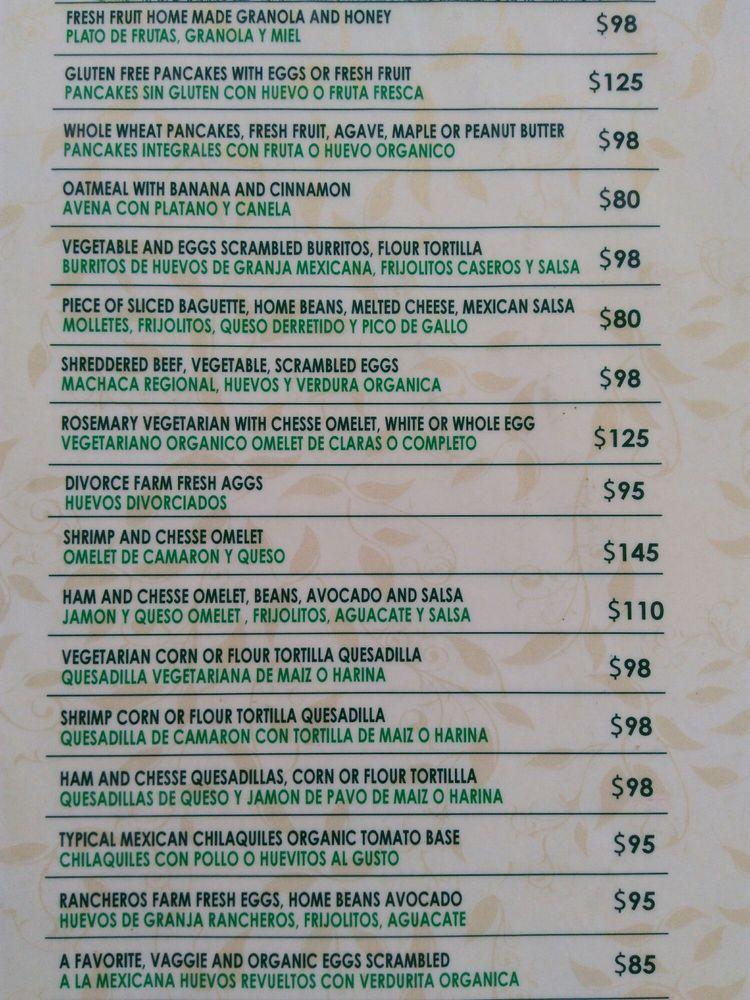 Menu at Café Calafia, San José del Cabo