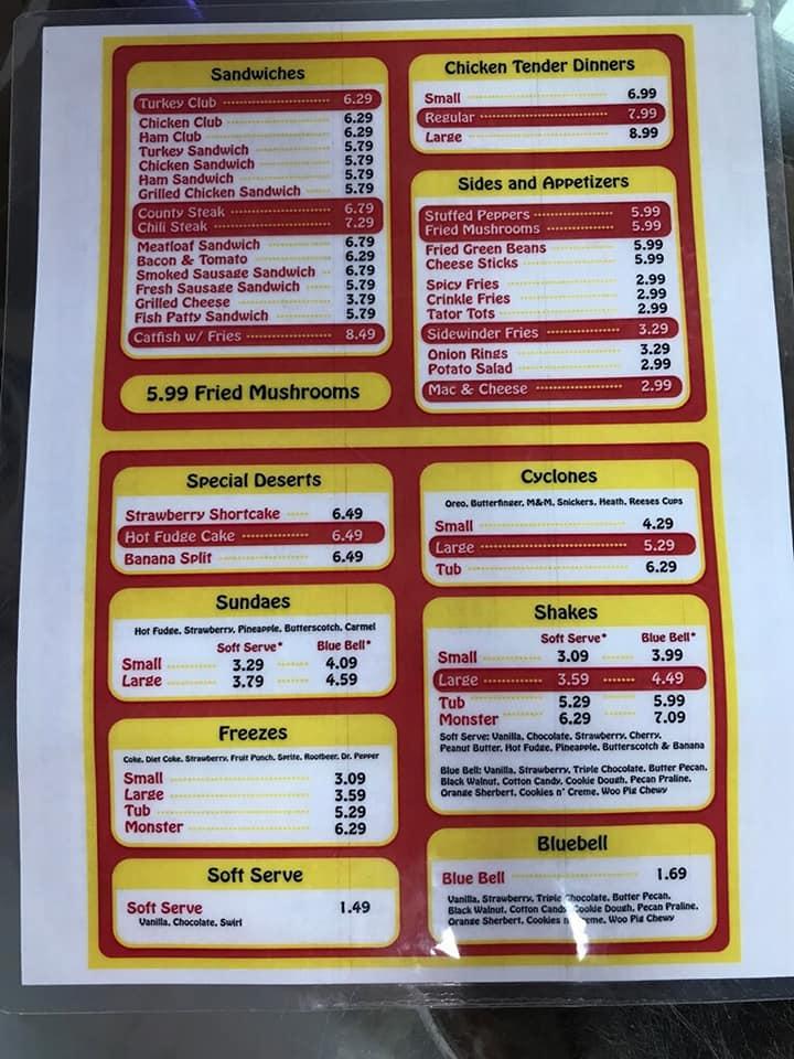 Menu at Morrilton Drive Inn Restaurant, Morrilton, N Oak St
