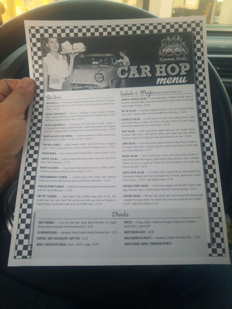 Menu at Route 66 Classic Grill restaurant, Santa Clarita