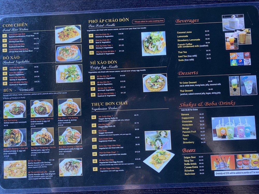 Menu at Simply Pho restaurant, Lake Forest